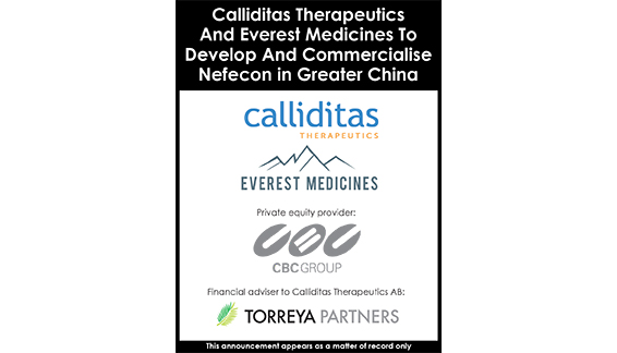 Calliditas Therapeutics Enter into Licensing Agreement
