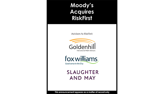 Moody’s Acquires RiskFirst
